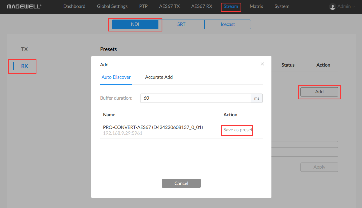 Using Magewell Pro Convert AES67 to Encode and Transmit NDI® Audio Streams - Magewell